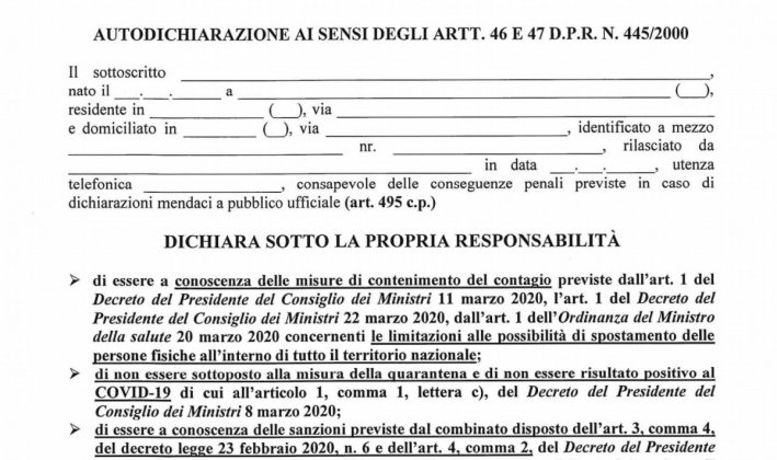 Autocertificazione, si cambia ancora. SCARICA il modulo Autocertificazione, si cambia ancora. SCARICA il modulo